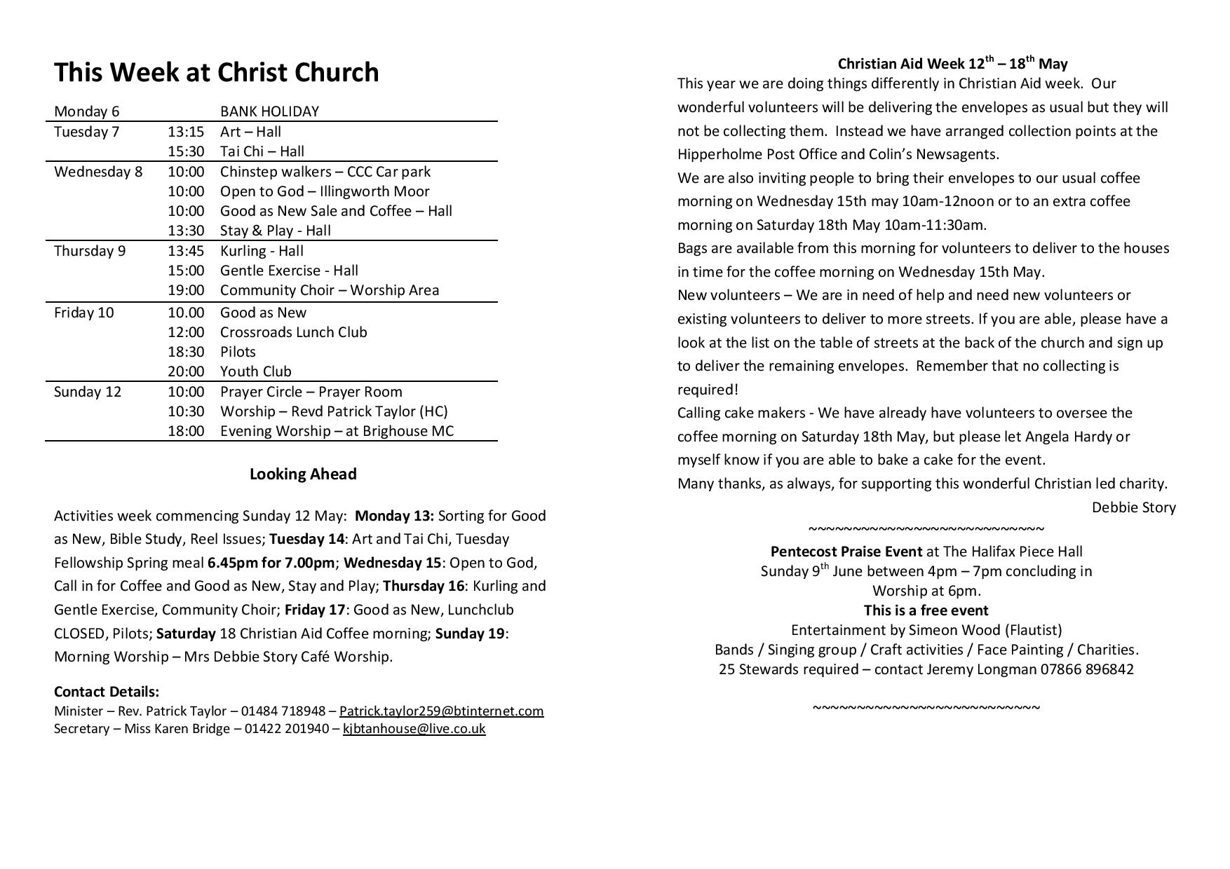 Weekly Notices - 5th May 2019 - Christ Church