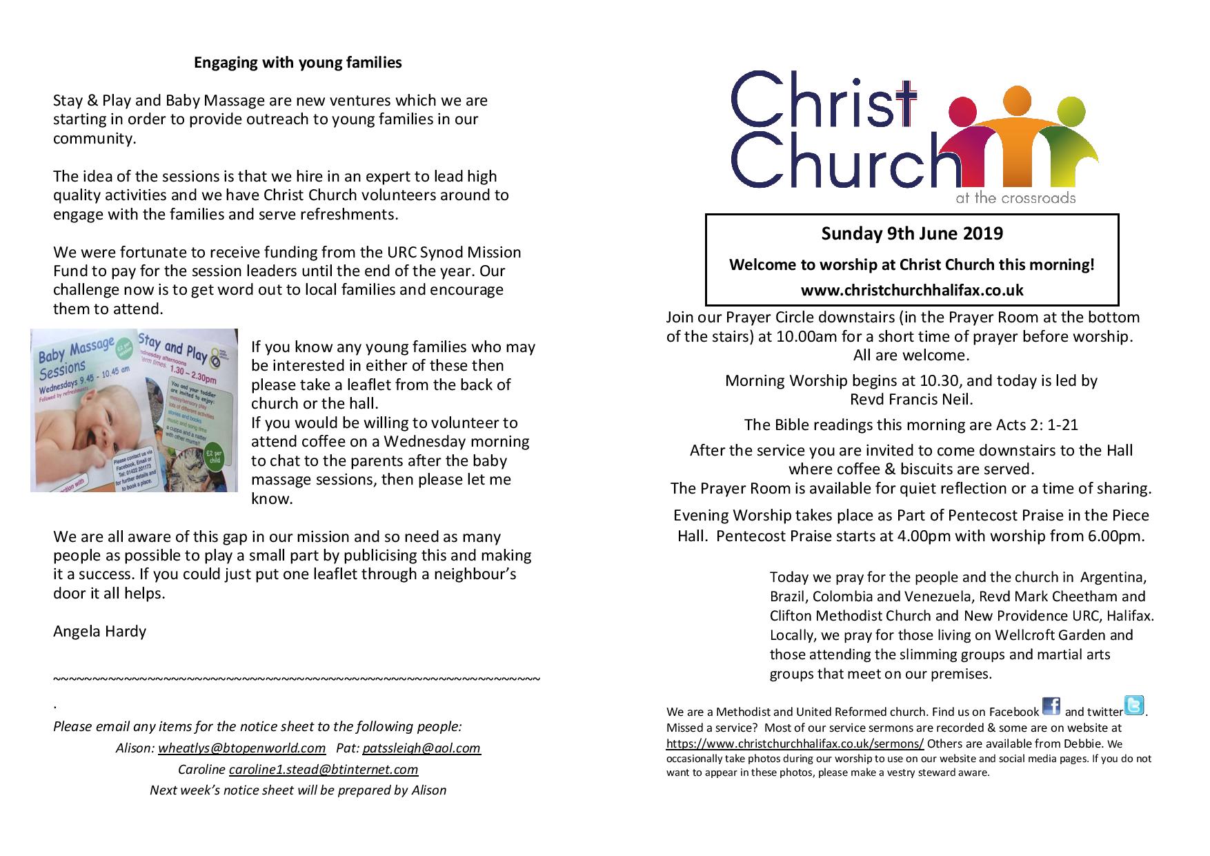Weekly Notices - 9th June 2019 - Christ Church