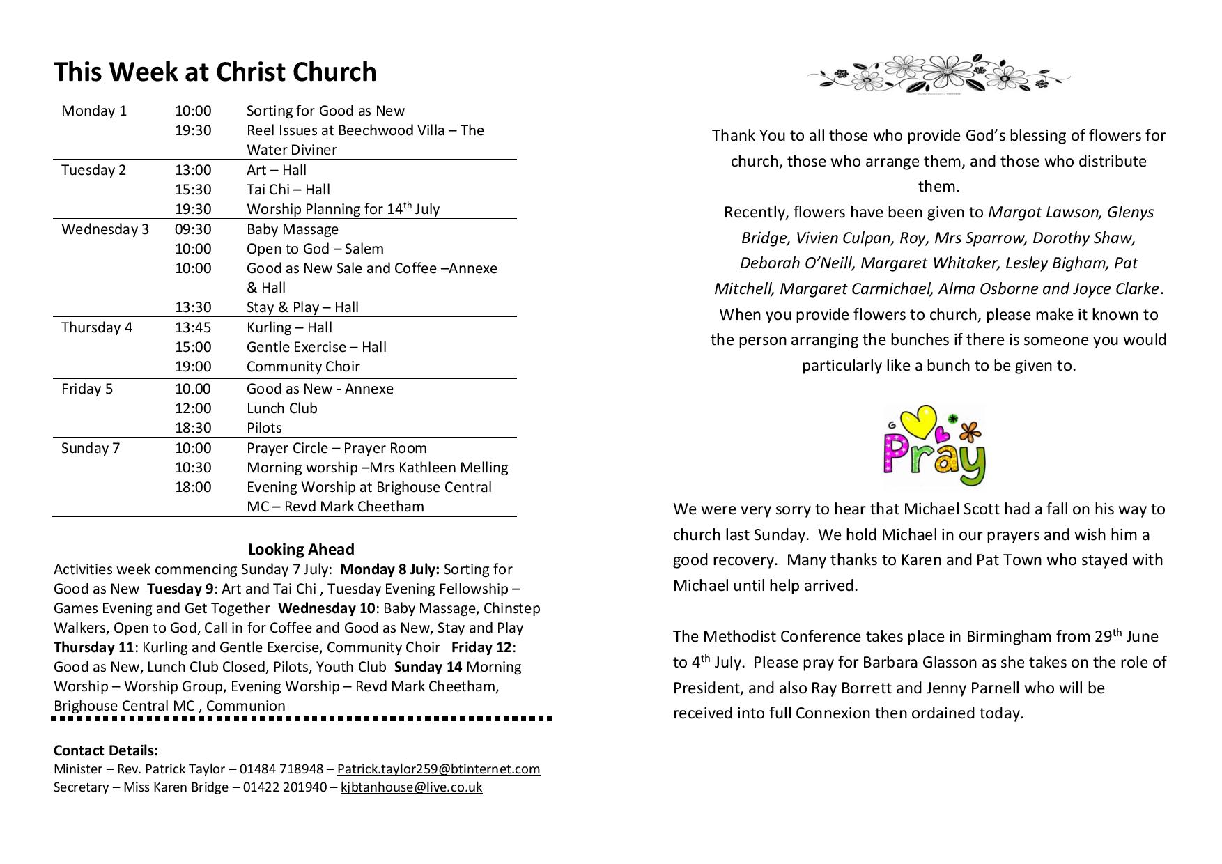 Weekly Notices - 30th June 2019 - Christ Church