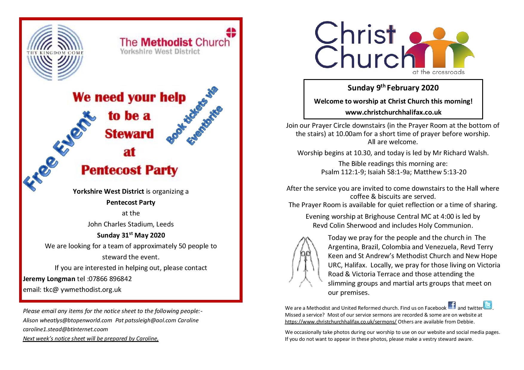 Weekly Notices - 9th February 2020 - Christ Church