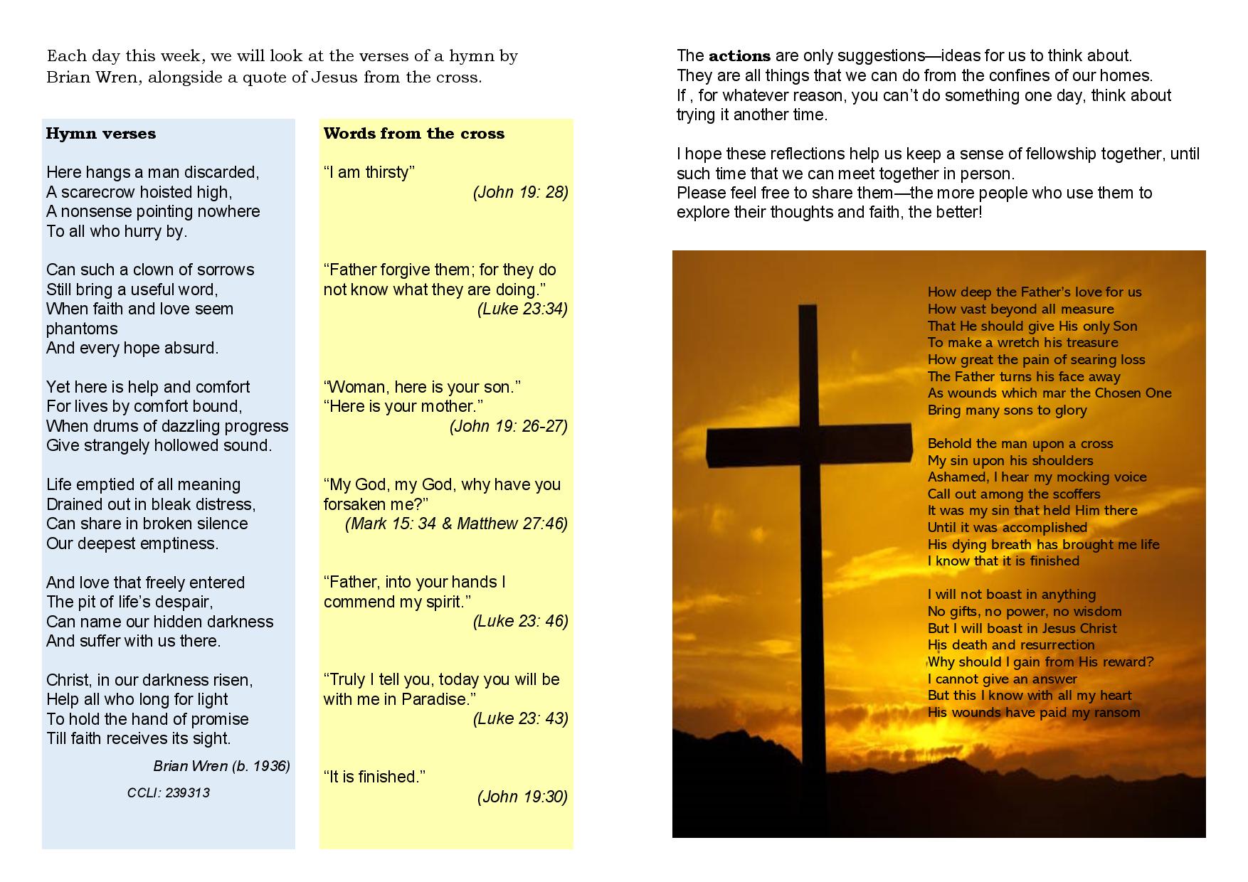 Holy Week Reflections courtesy of Eilidh Gunson - Christ Church