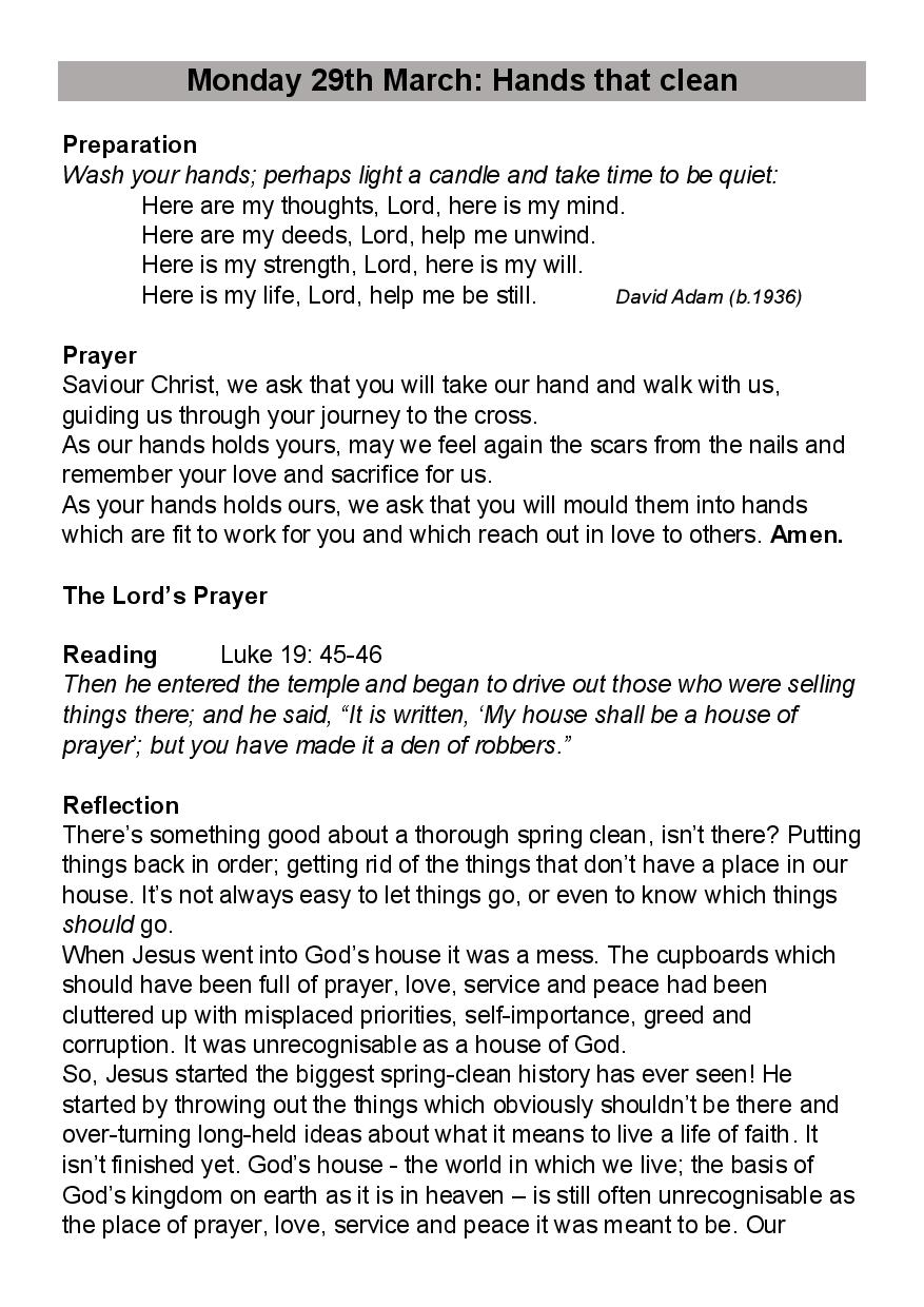 Holy Week Reflections - Day 1 - Christ Church